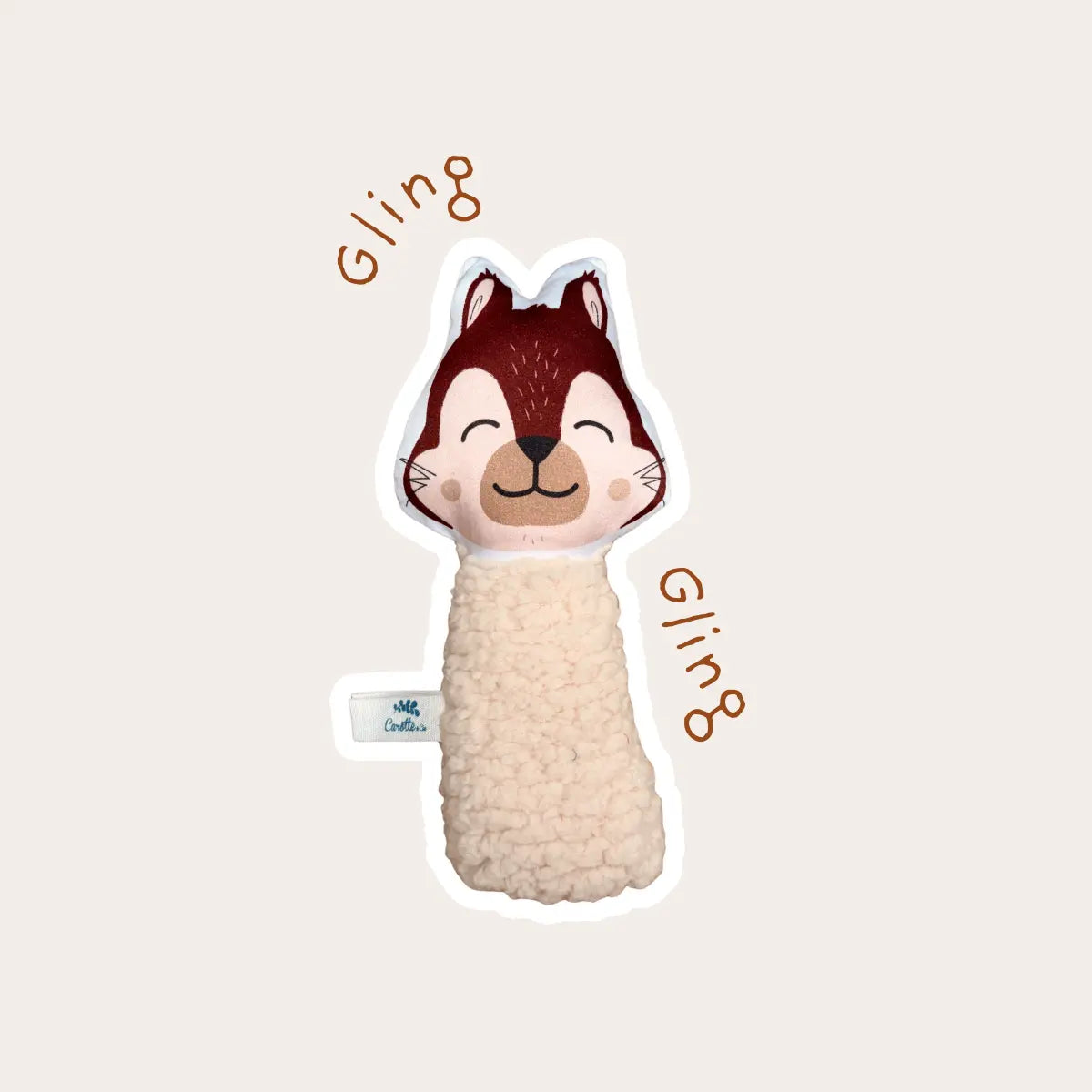 Hochet gling-gling en coton et teddy pour bébé – Carotte & Cie